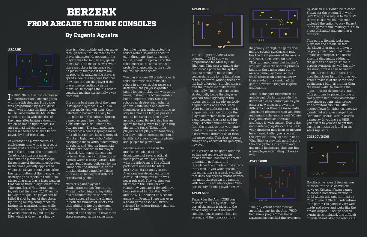 Berzerk - by Eugenio Agueira - Old School Gamer Magazine